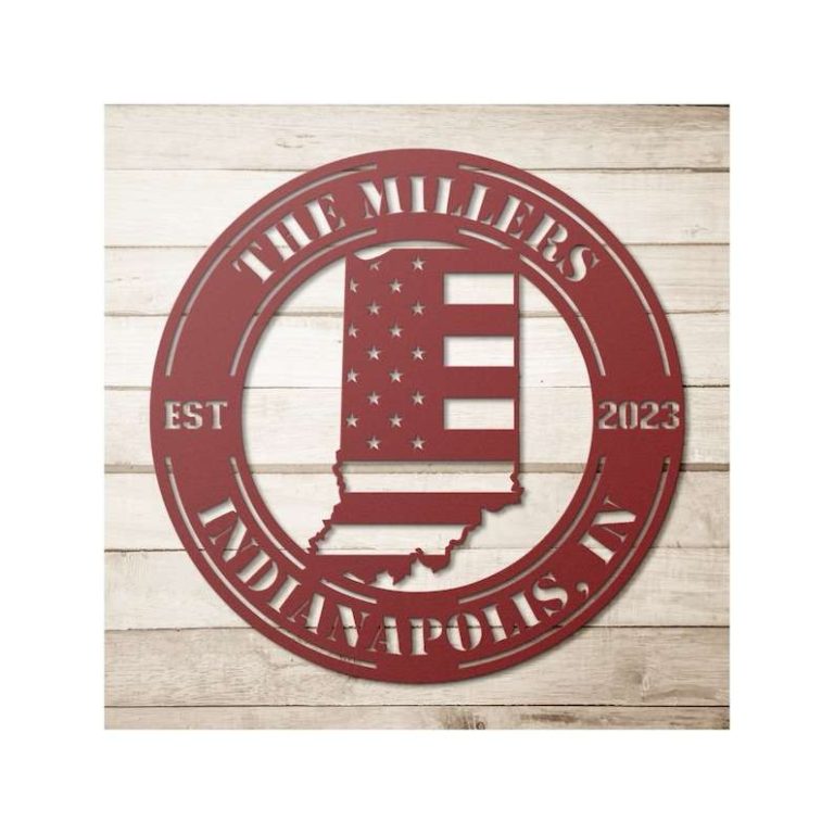 Personalized Indiana State Sign Independence Day IN State American Flag ...