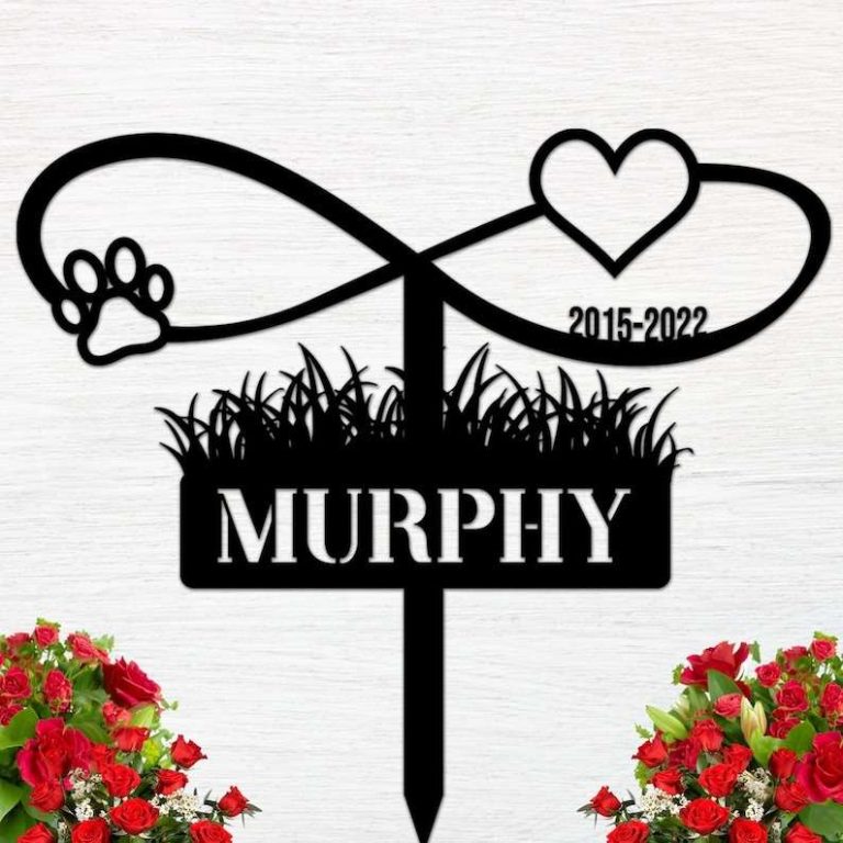 Personalized Infinity Dog Paw with Heart Memorial Sign Yard Stakes ...