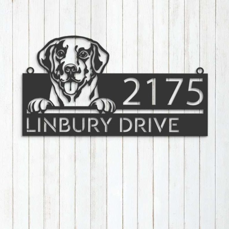 Personalized Labrador Dog V1 Cute Puppy Address Sign House Number ...