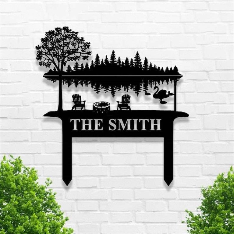 Personalized Lake Scene Camp Sign Lake House Garden Decorative Custom ...