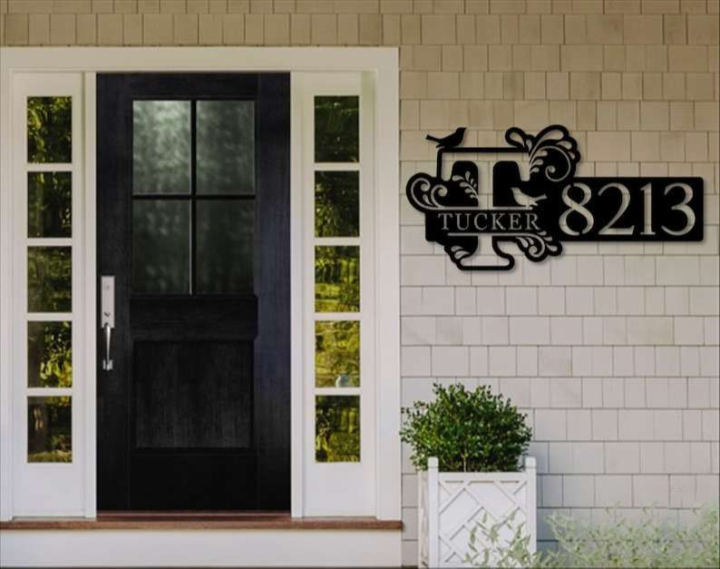 Personalized Monogram Split Letter Last Name Address Sign House Number Personalized Monogram Split Letter Last Name Address Sign House Number