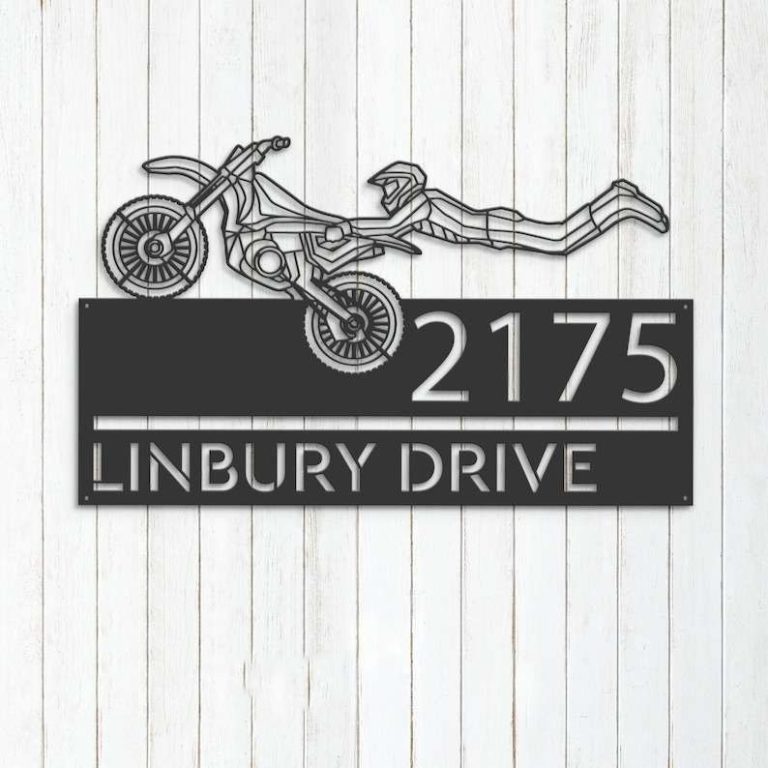 Personalized Motocross Dirtbike Biker Address Sign House Number Plaque ...