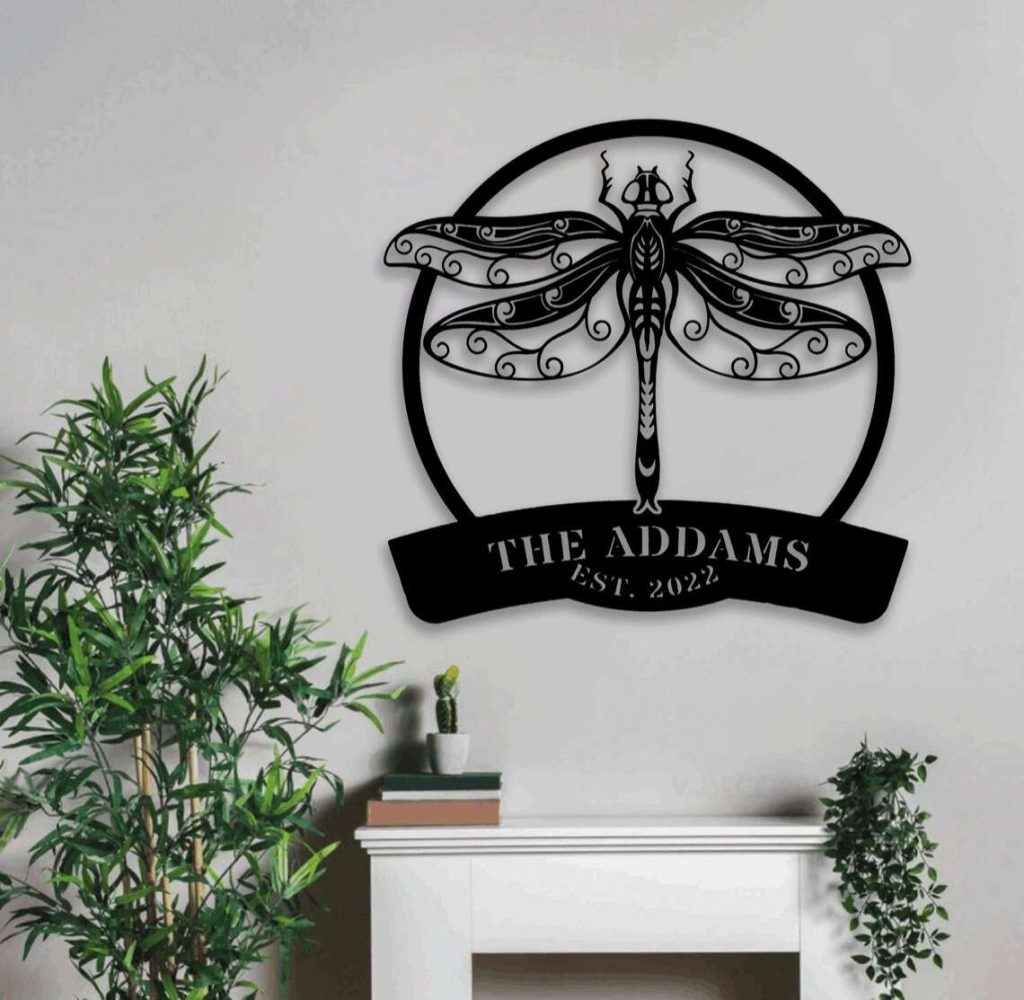 Personalized Name And Est Date Dragonfly Garden Decorative Custom Metal ...