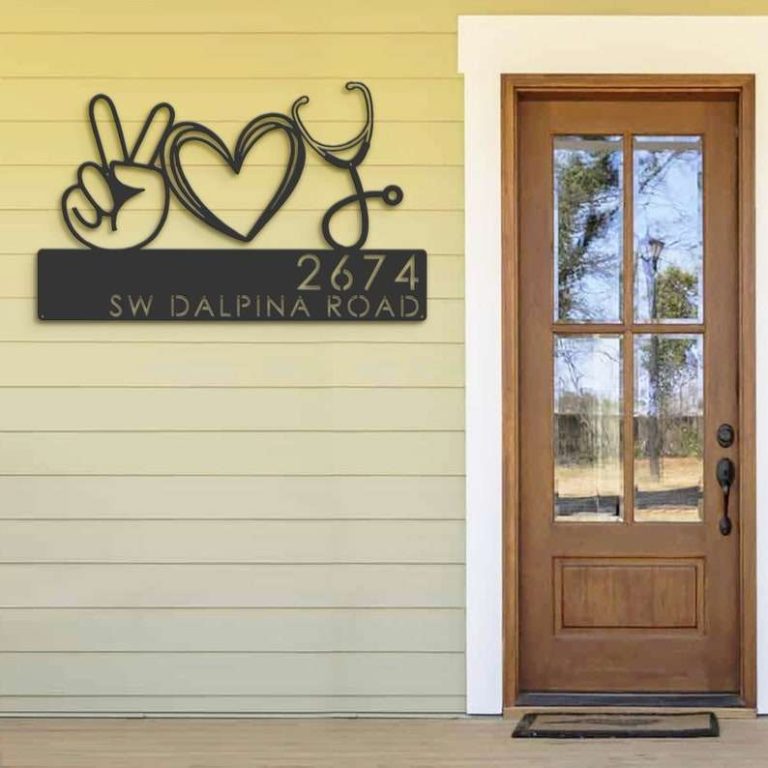 Personalized Peace Love Nursing Nurse Address Sign House Number Plaque ...