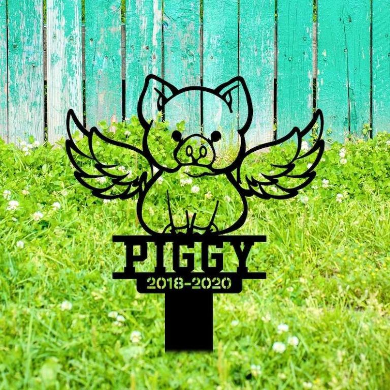 Personalized Pig with Wings Memorial Sign Yard Stakes Pig Grave Marker ...