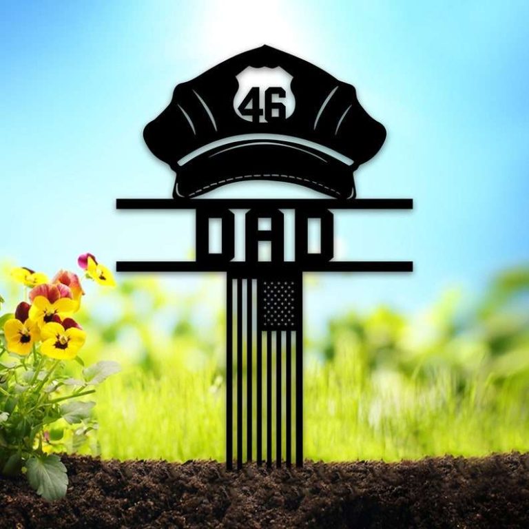 Personalized Policeman Memorial Sign Yard Stakes Grave Marker Cemetery ...