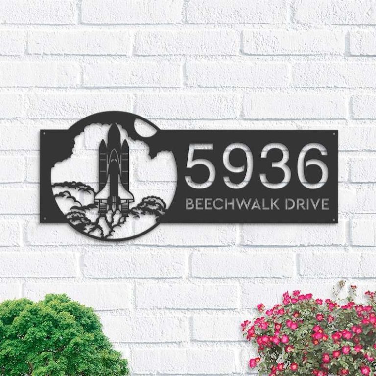 Personalized Rocket Launch Spaceship Address Sign House Number Plaque ...