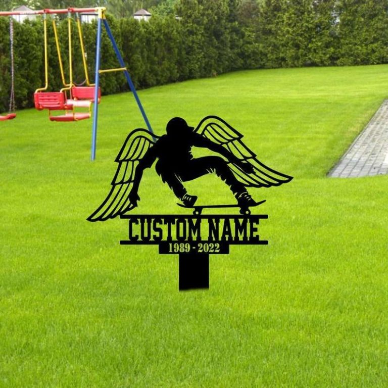 Personalized Skateboarder Memorial Sign Yard Stakes Skateboard Grave ...