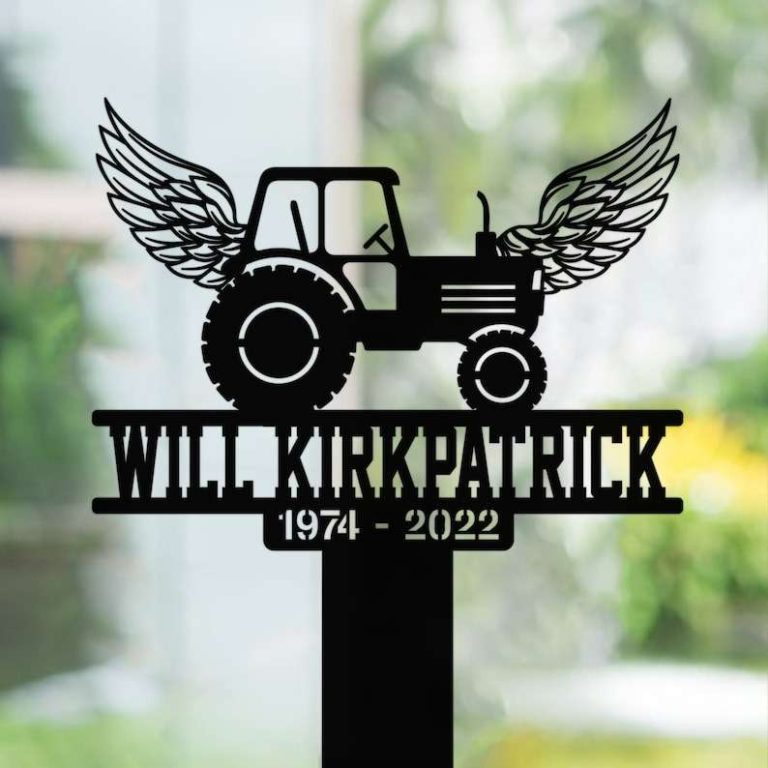 Personalized Tractor With Wings Memorial Sign Yard Stakes Farmer Grave ...