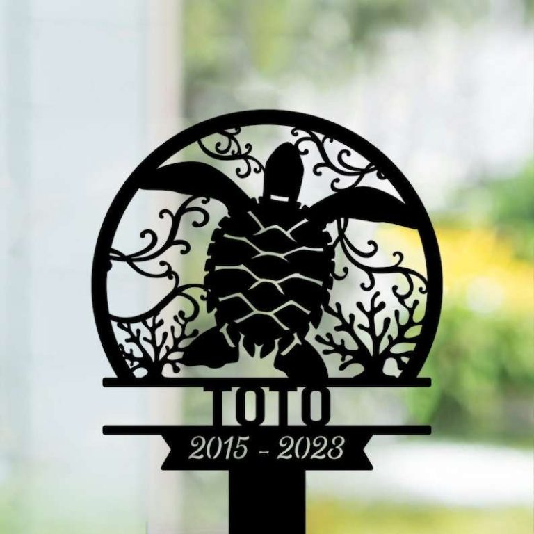 Personalized Turtle Memorial Sign Yard Stakes Floral Tortoise Grave ...