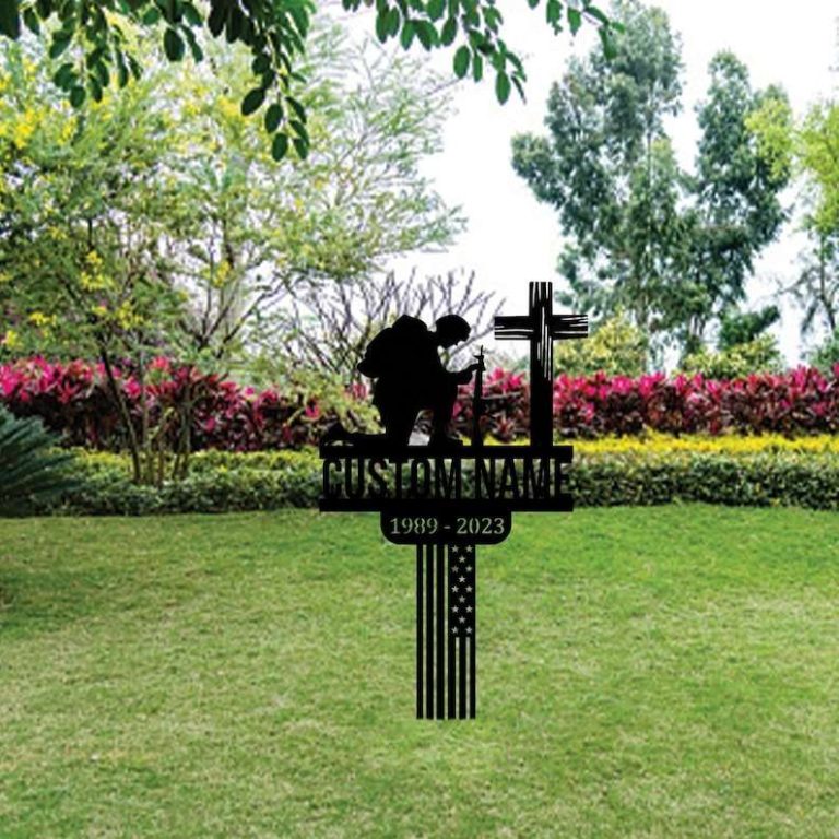 Personalized Veteran Soldier Patriotic Flag Memorial Sign Yard Stakes ...