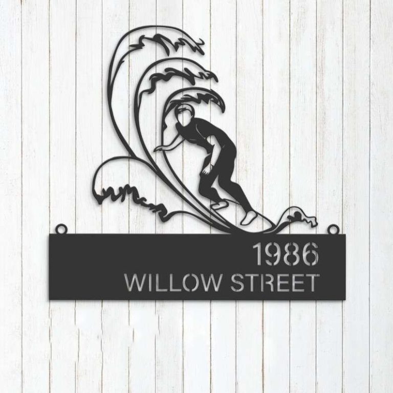 Personalized Waves Surfing Surfer Summer Sport Address Sign House ...