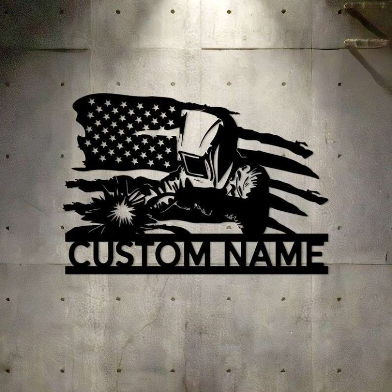 Personalized Welding US Flag Welder Ironworker Custom Metal Sign ...