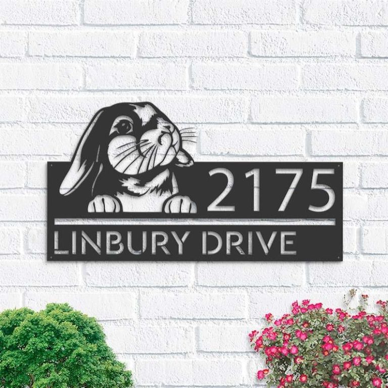 Personalized Cute Bunny Rabbit Farm Animal Address Sign Bunny Rabbit ...