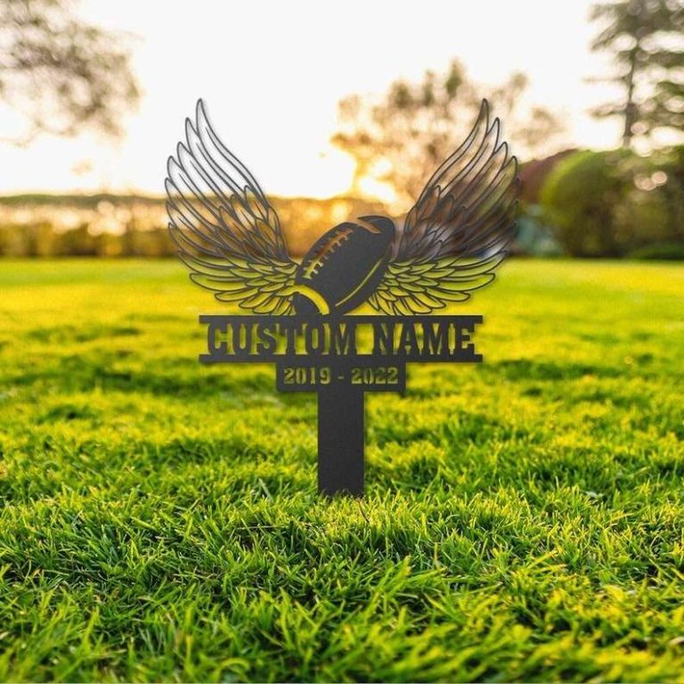 Personalized Football Memorial Sign Yard Stakes Grave Marker Football ...