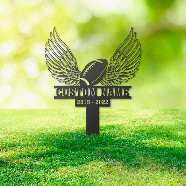 Personalized Football Memorial Sign Yard Stakes Grave Marker Football ...