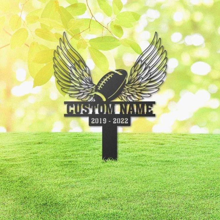 Personalized Football Memorial Sign Yard Stakes Grave Marker Football ...