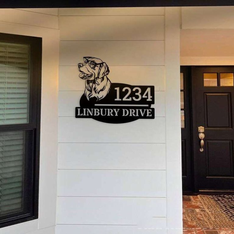 Personalized Golden Retriever Address Sign Cute Golden Retriever Puppy ...