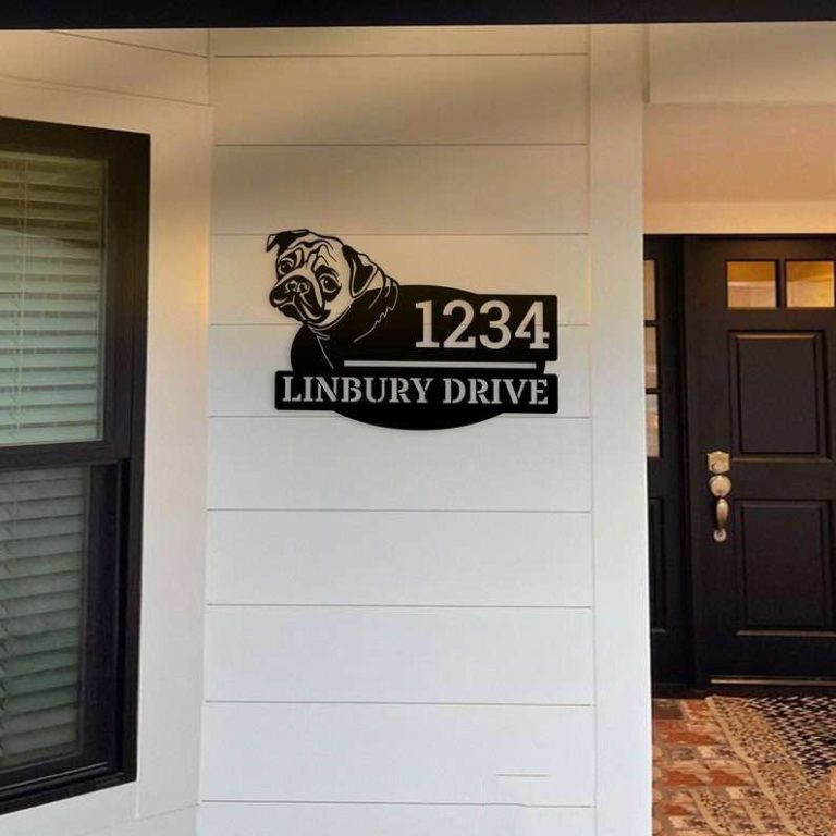 Personalized Pug Address Sign Pug Cute Puppy House Number Plaque Custom ...