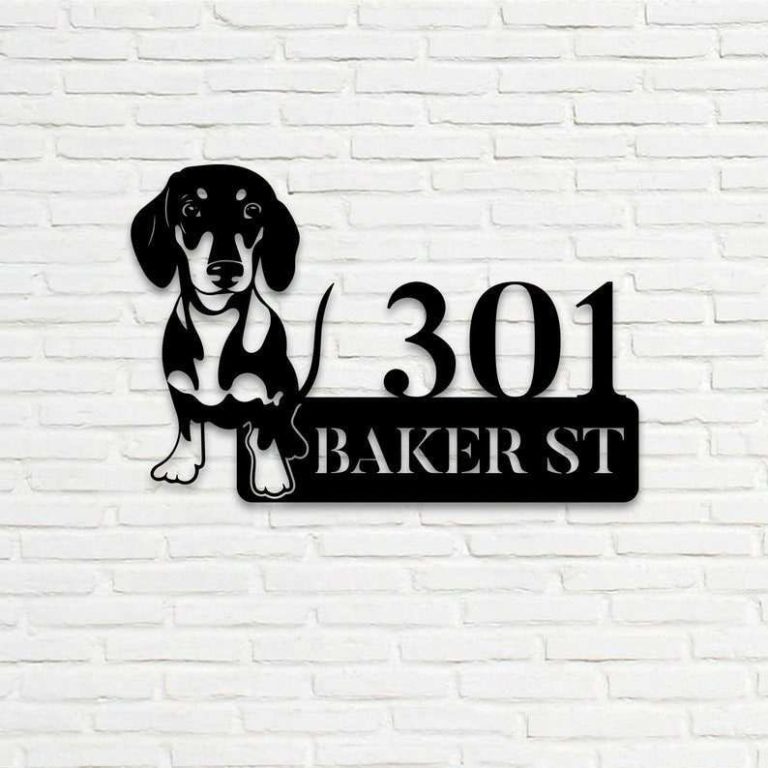 Personalized Sausage Dog Address Sign V1 Dachshund Cute Puppy House ...