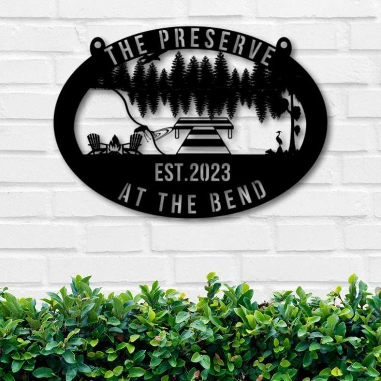 Personalized Lake House Forest Lake Scene Sign Lakehouse Beach House Home Decor Custom Metal ...
