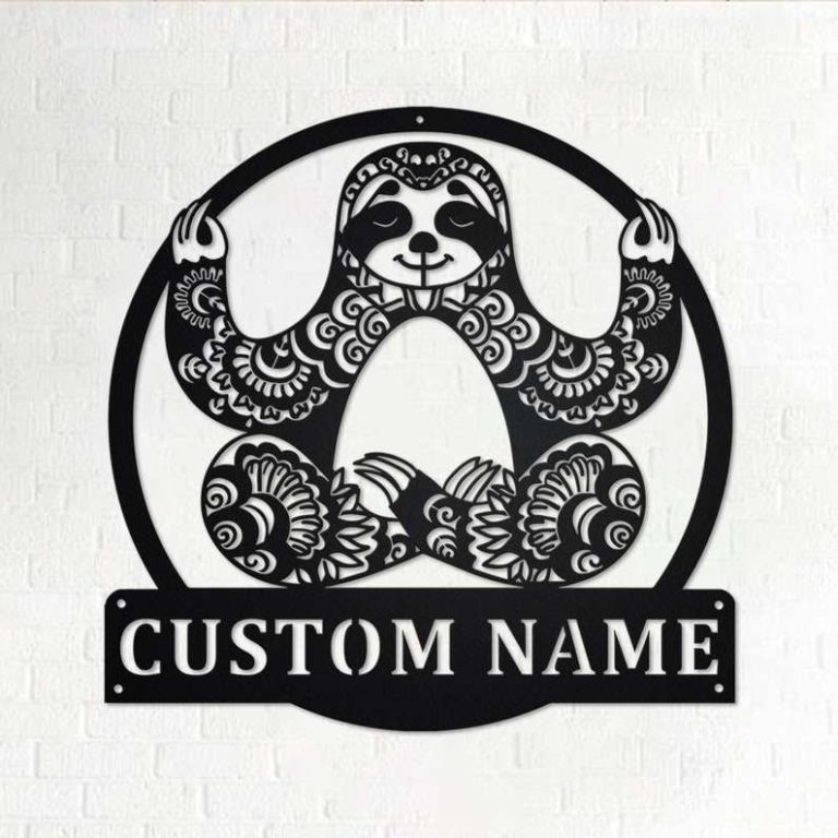 Personalized Sloth Mandala Yoga Studio Home Decor Custom Metal Sign ...