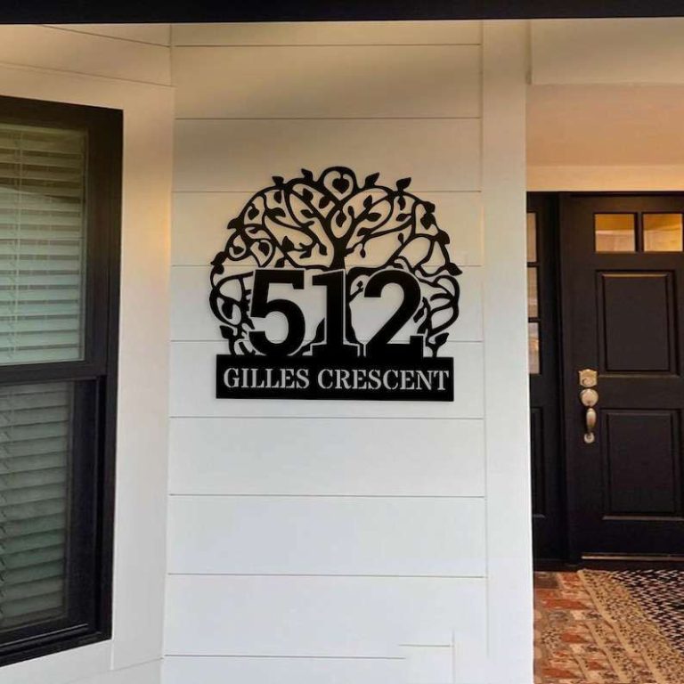 Personalized Tree of Life Address Sign Hippe Peace House Number Plaque ...