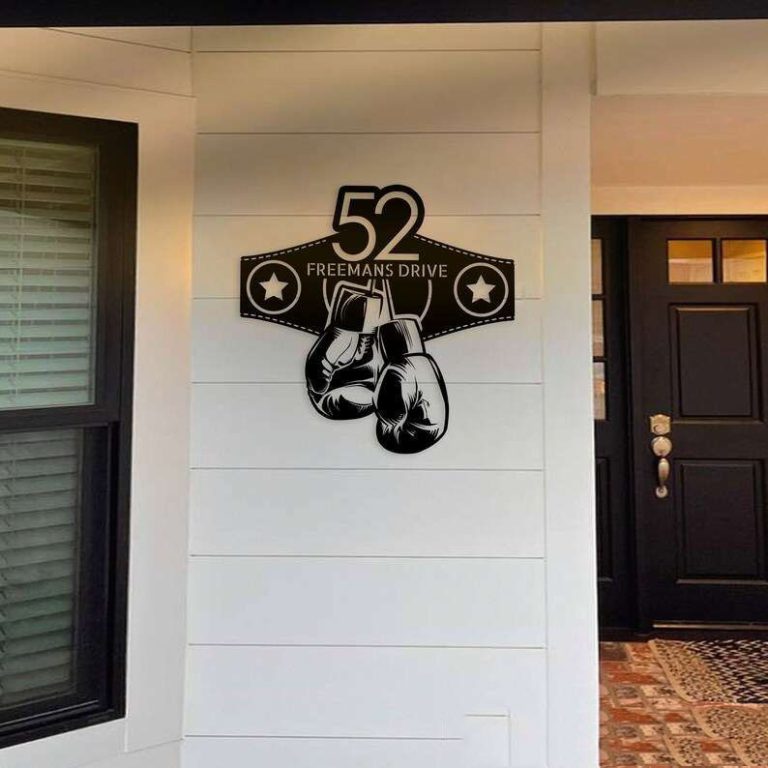 Personalized US Boxing Gloves Address Sign Boxing Lover House Number ...
