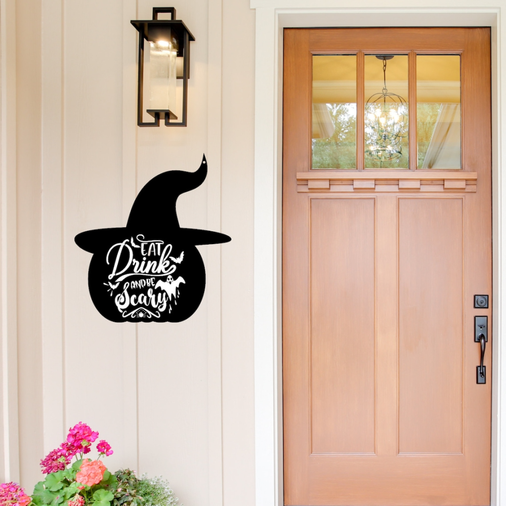 Eat Drink And Be Scary Metal Sign Boo Signs Halloween Decoration for ...