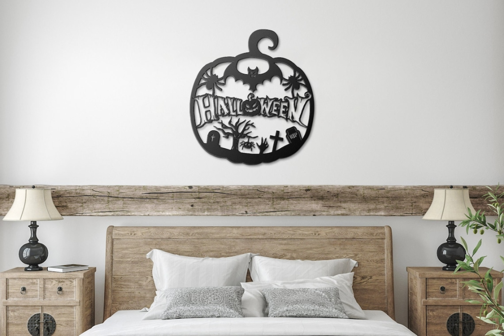 Halloween Pumpkin Metal Sign Spooky Spider RIP Sign Halloween ...