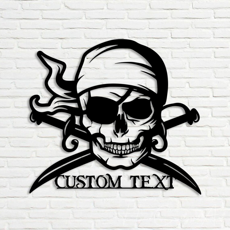 Personalized Pirate Skull Metal Sign Pirate Signs Halloween Decoration ...