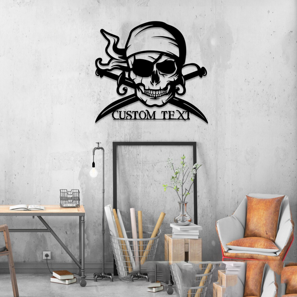 Personalized Pirate Skull Metal Sign Pirate Signs Halloween Decoration ...