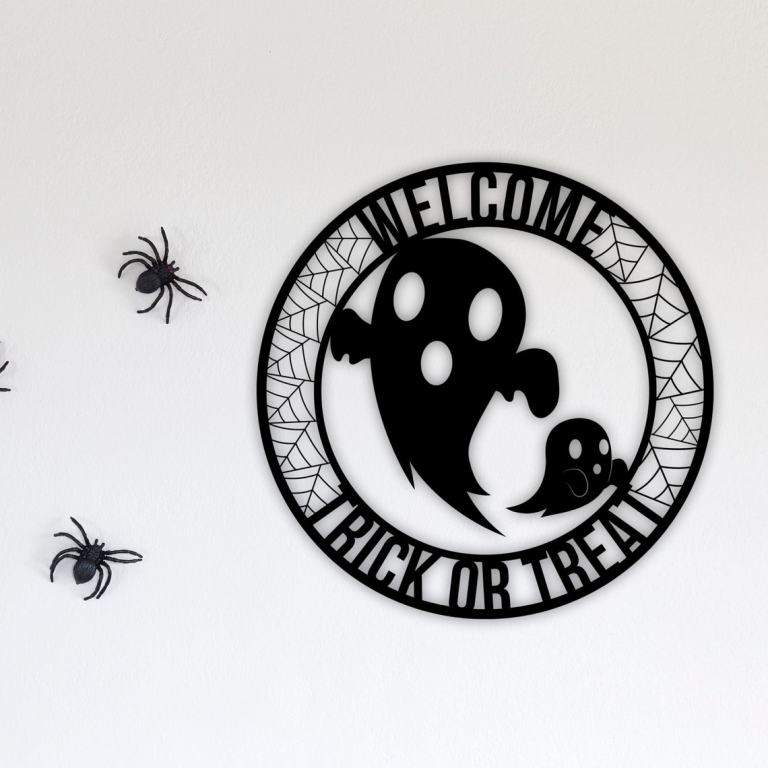 Welcome Trick Or Treat Metal Sign Boo Signs Halloween Decoration for ...