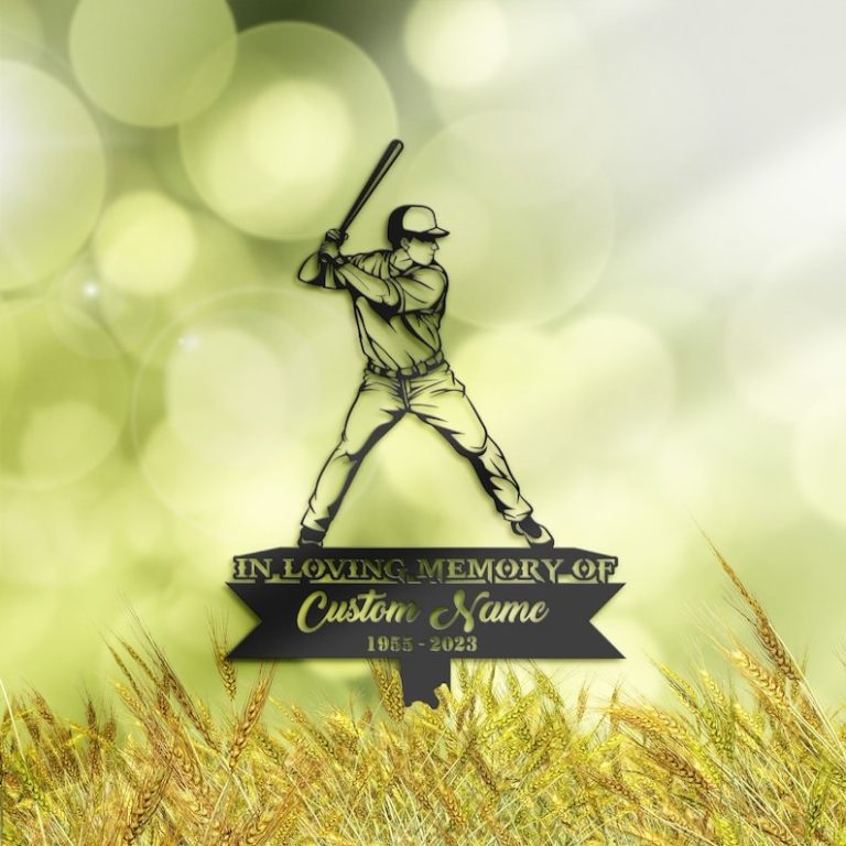 DINOZOZO Personalized Memorial Stake Baseball Player Grave Marker ...