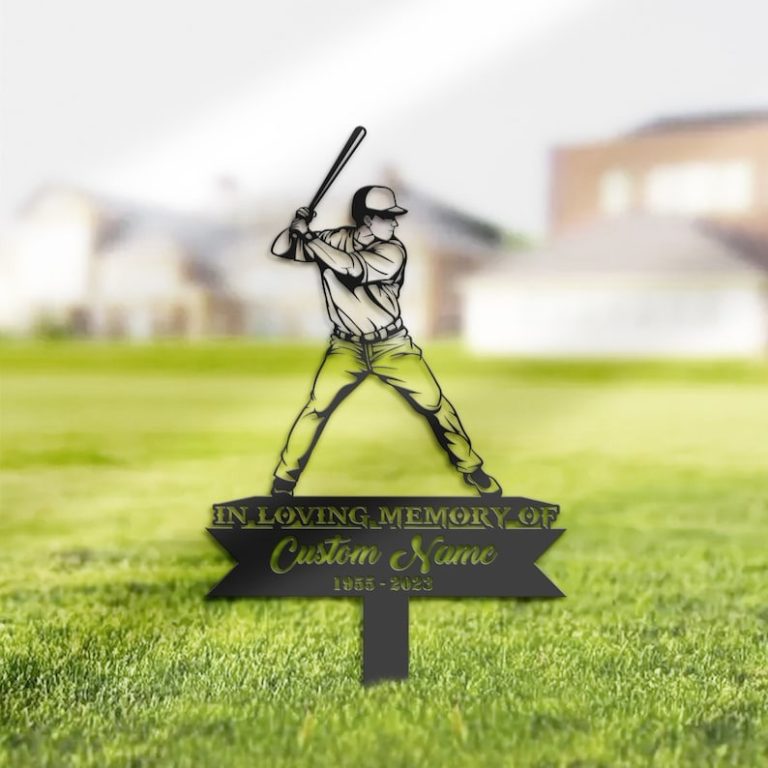 DINOZOZO Personalized Memorial Stake Baseball Player Grave Marker ...