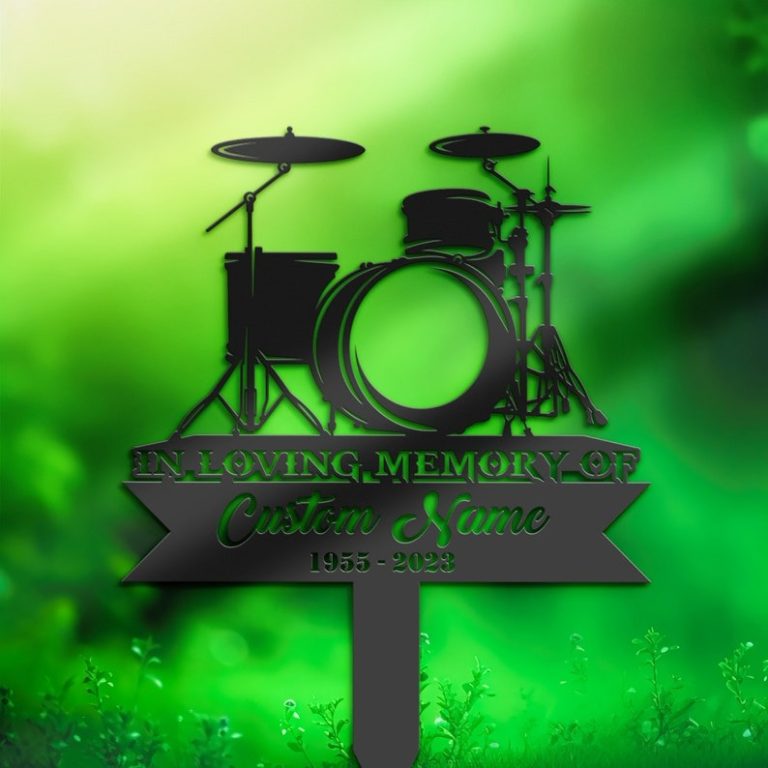 DINOZOZO Personalized Memorial Stake Drum Set Drummer Grave Marker ...