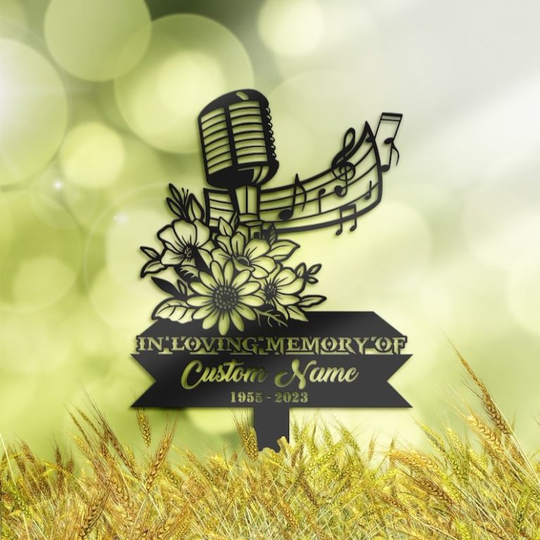 DINOZOZO Personalized Memorial Stake Floral Microphone Singer Grave ...