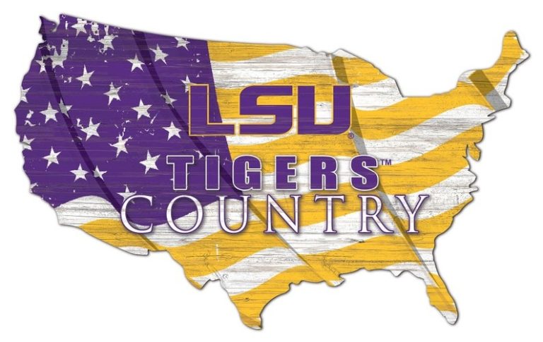 LSU Tigers USA Country Flag Metal Sign Louisiana State Signs Gift for ...