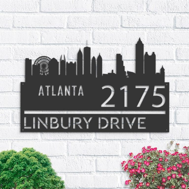 Personalized Atlanta City Skyline Metal Address Sign House Number ...