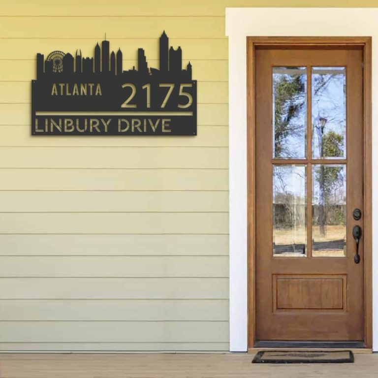 Personalized Atlanta City Skyline Metal Address Sign House Number ...
