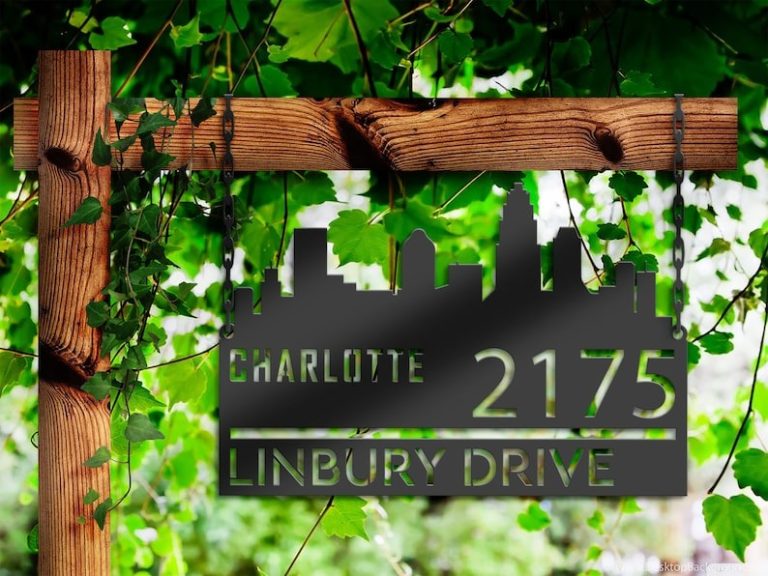 Personalized Charlotte City Skyline Metal Address Sign House Number ...