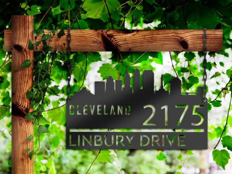 Personalized Cleveland City Skyline Metal Address Sign House Number ...