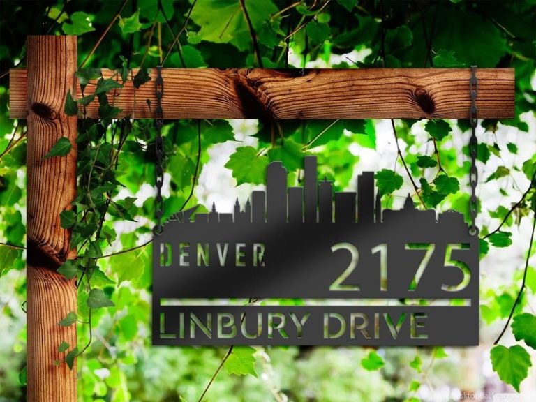 Personalized Denver City Skyline Metal Address Sign House Number Plaque ...
