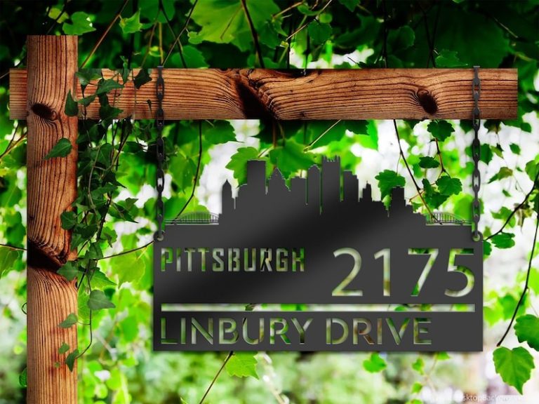 Personalized Pittsburgh City Skyline Metal Address Sign House Number ...
