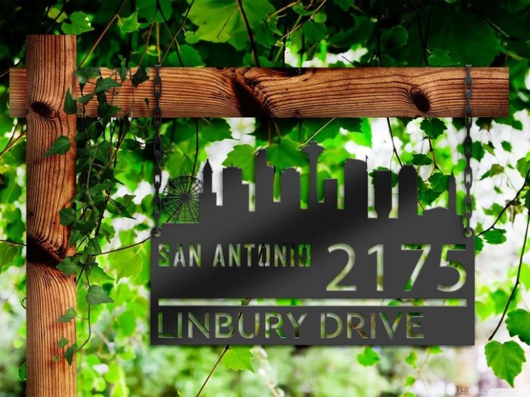 Personalized San Antonio City Skyline Metal Address Sign House Number ...