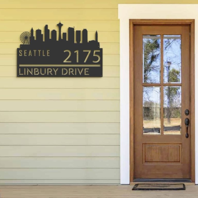 Personalized Seattle City Skyline Metal Address Sign House Number ...