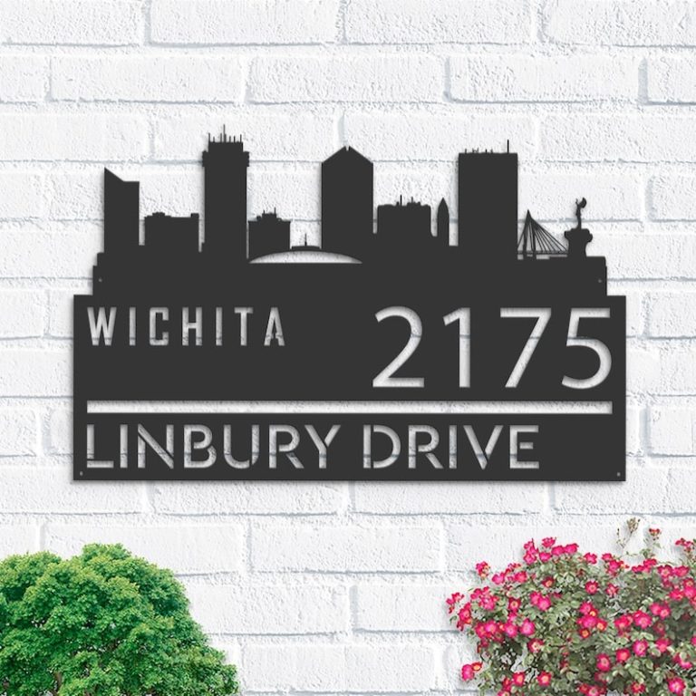 Personalized Wichita City Skyline Metal Address Sign House Number ...