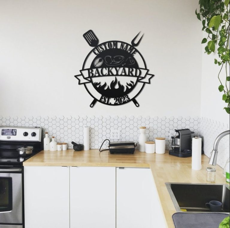 DINOZOZO Backyard BBQ Grilling Sign Smoker And Grill Outdoor Kitchen ...