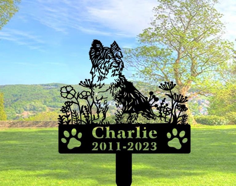 DINOZOZO Biewer Terrier Dog Grave Marker Garden Stakes Dog Sympathy ...