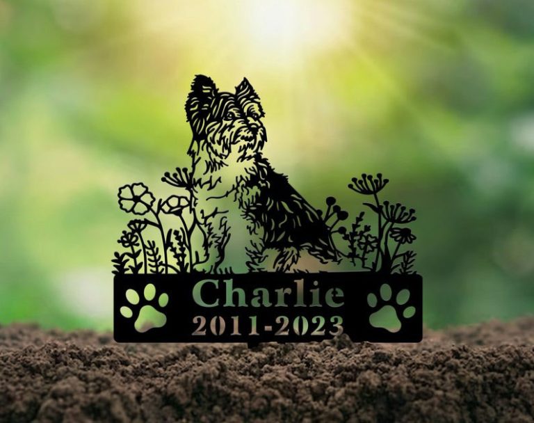 DINOZOZO Biewer Terrier Dog Grave Marker Garden Stakes Dog Sympathy ...